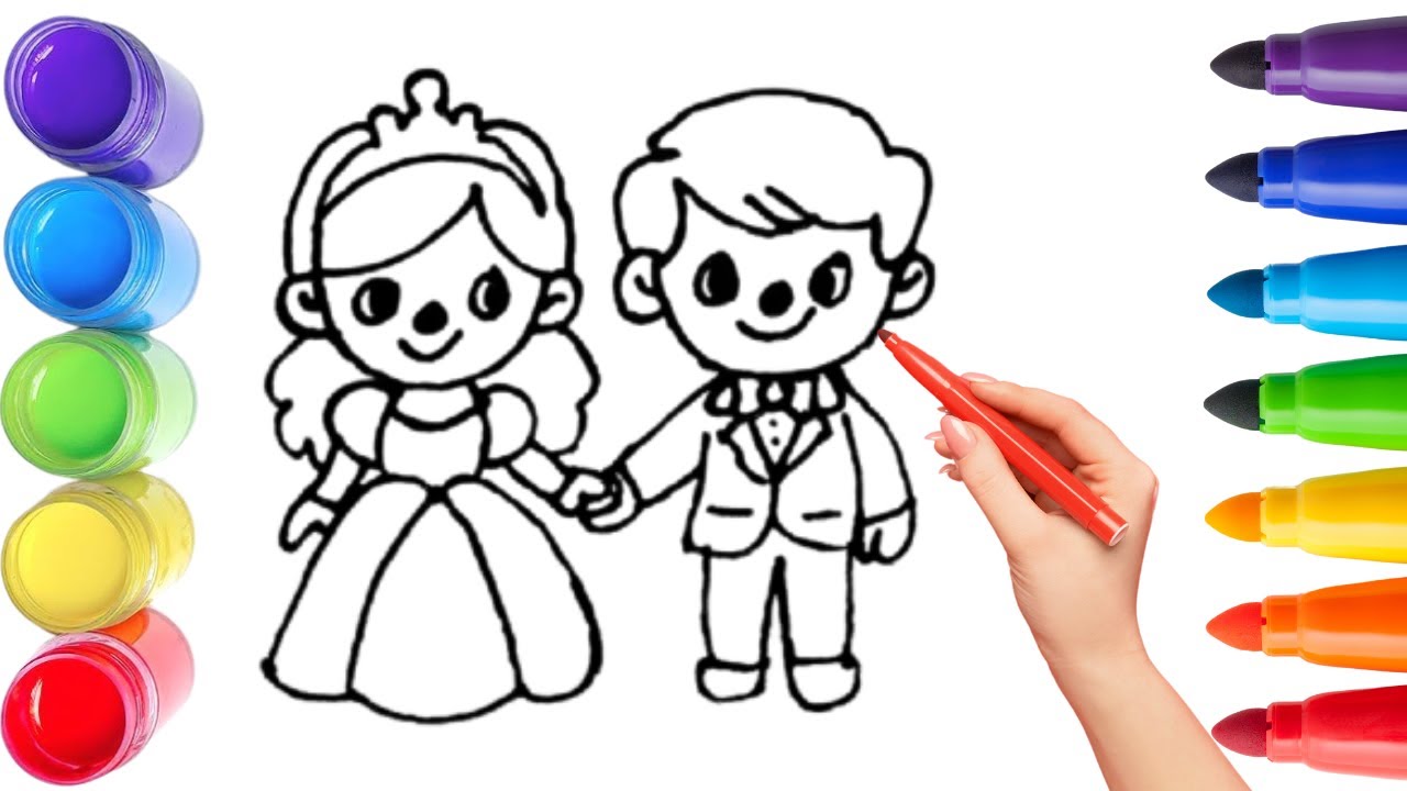 How To Draw cute bride and groom Drawing, Painting & Coloring For Kids ...