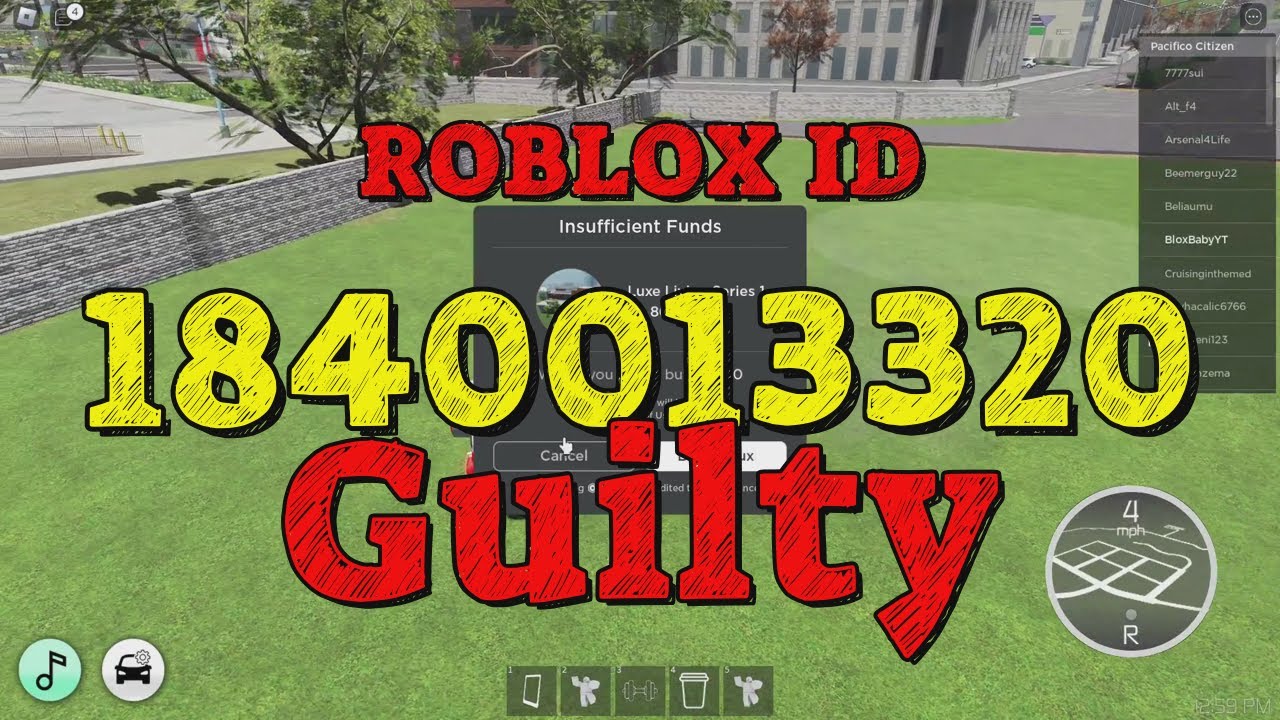 GUILTY Roblox Song Codes - YouTube