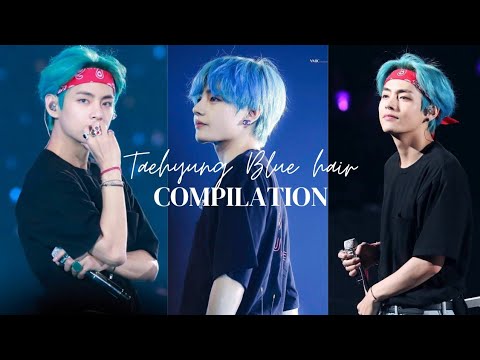 Taehyung Blue Hair Compilation | aesthetic ariana
