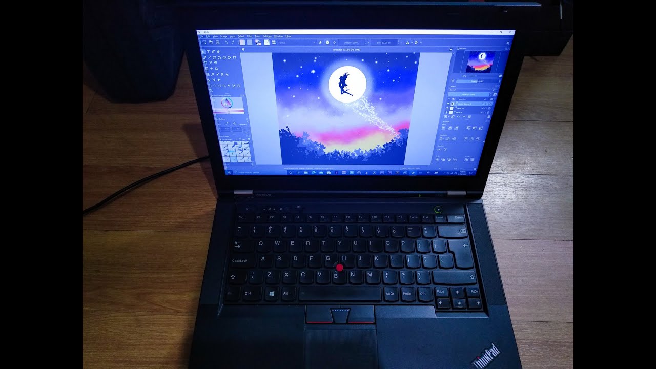 How to Paint using Krita with Secondhand Lenovo ThinkPad T430 - YouTube