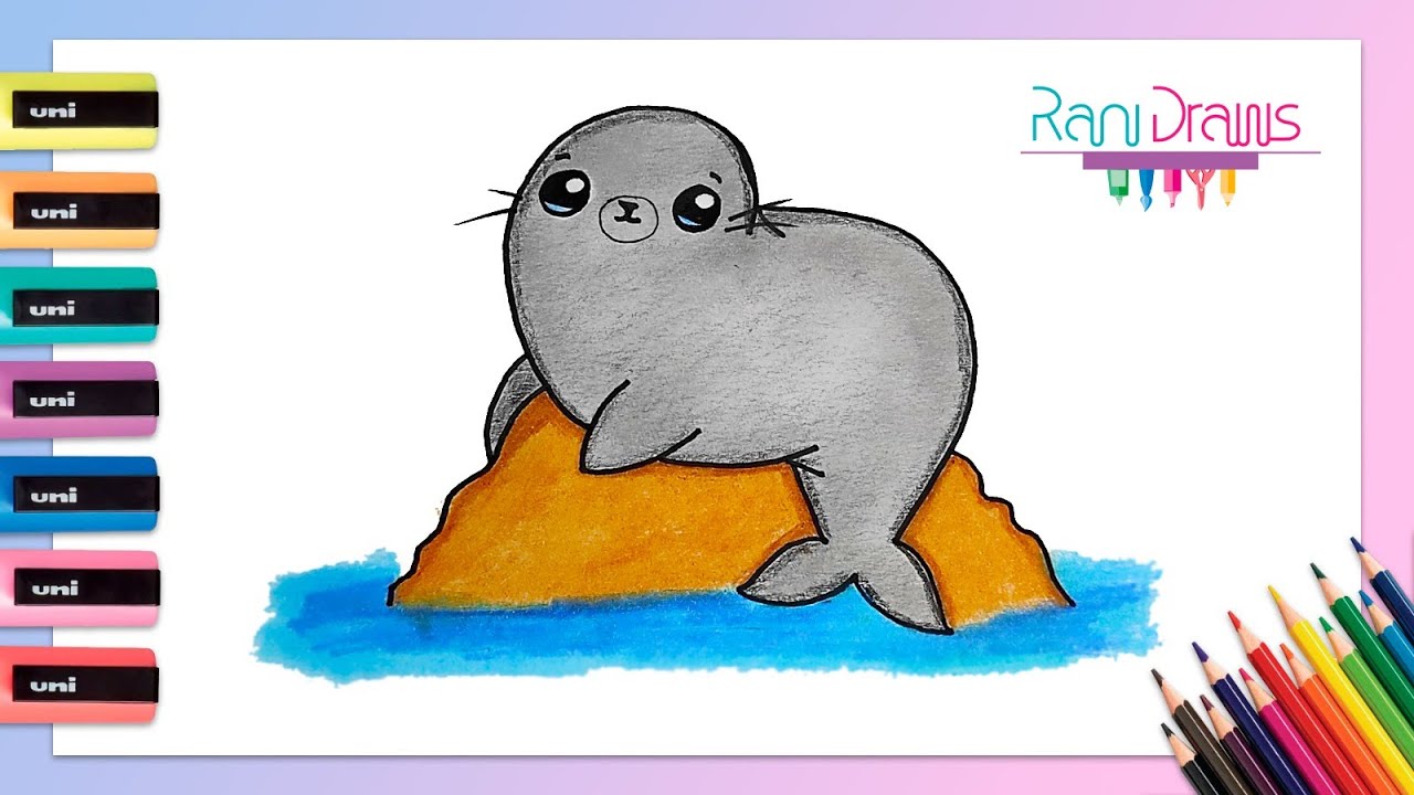 Cómo dibujar una FOCA kawaii - dibujos fáciles Paso a paso - YouTube