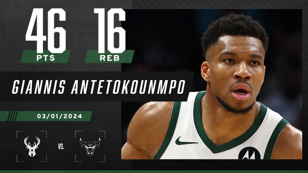 Giannis dominates with 46-point double-double in Bucks’ win vs. Bulls ...