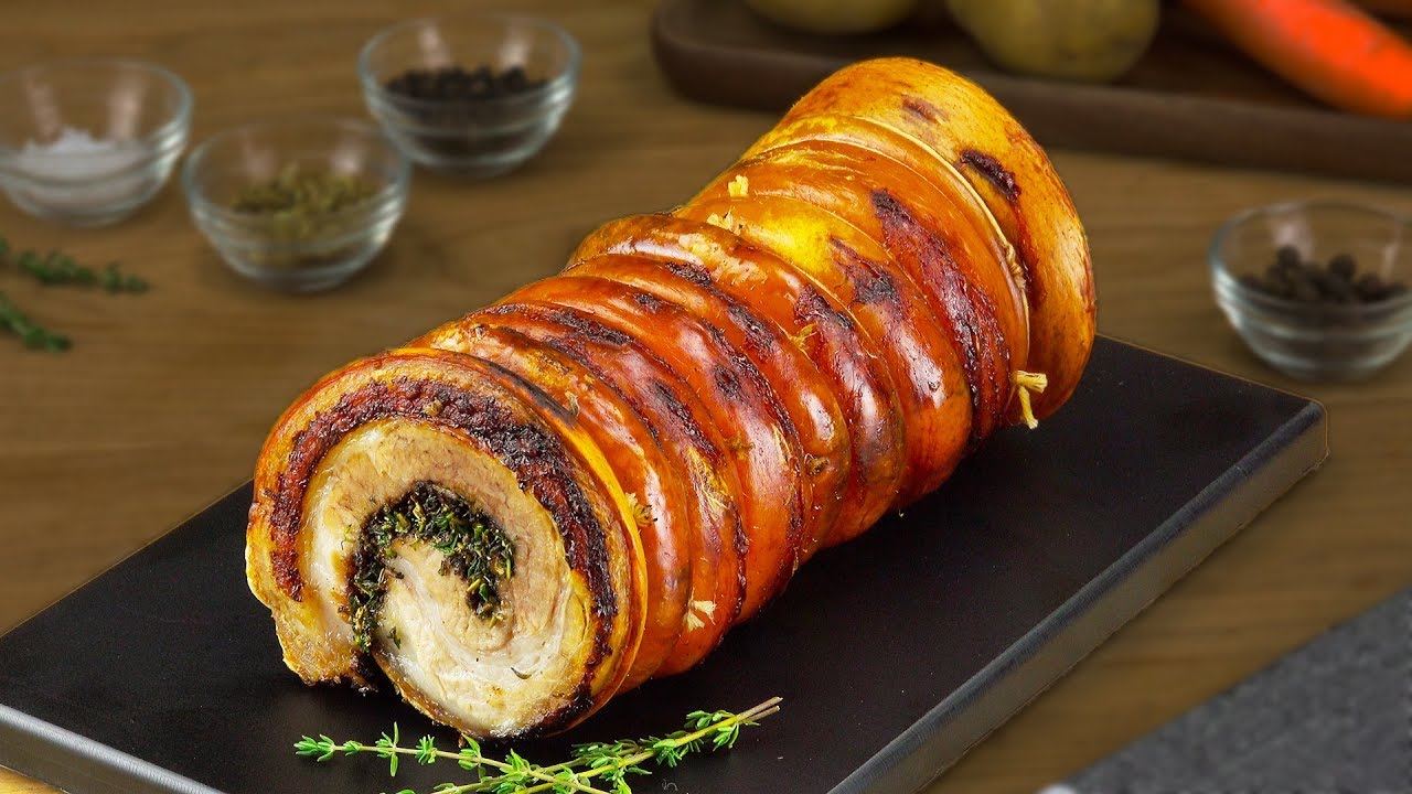 Rollo de porchetta de panza de cerdo: receta italiana de un asado ...