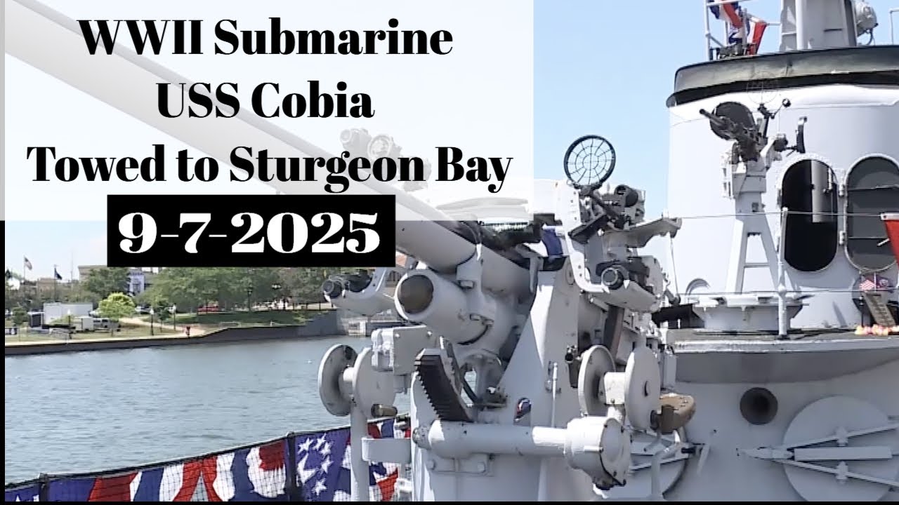 WWII submarine USS Cobia towed to Sturgeon Bay - YouTube