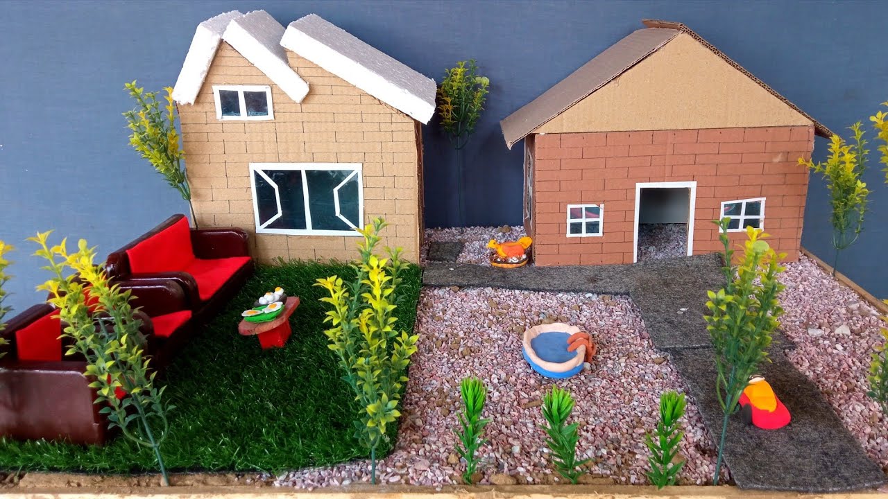 DIY Miniature Cardboard House Making | How To Make beautiful House ...