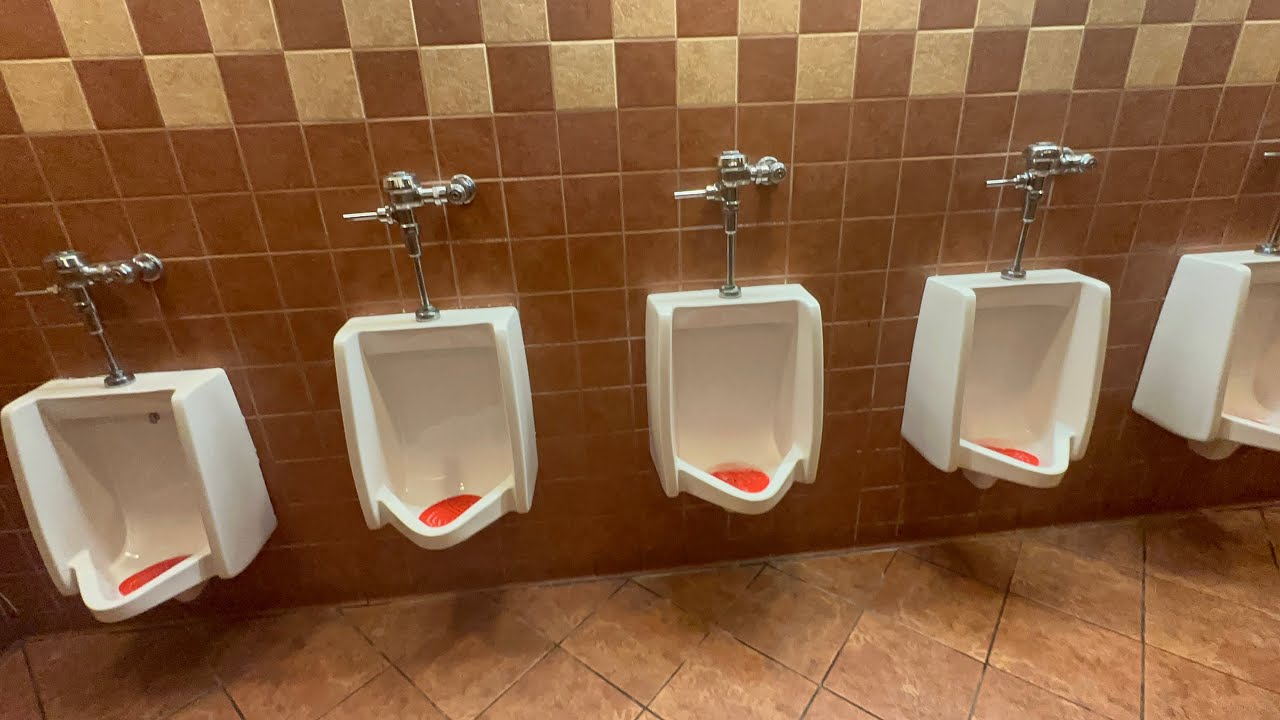 CINEMARK men’s restroom with 2004 American Standard fixtures. - YouTube