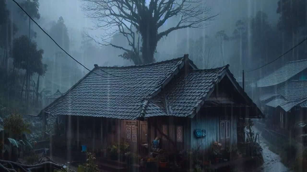 Heavy Rain 10 Hours to Sleep Instantly - Rain on the Roof in the Foggy ...