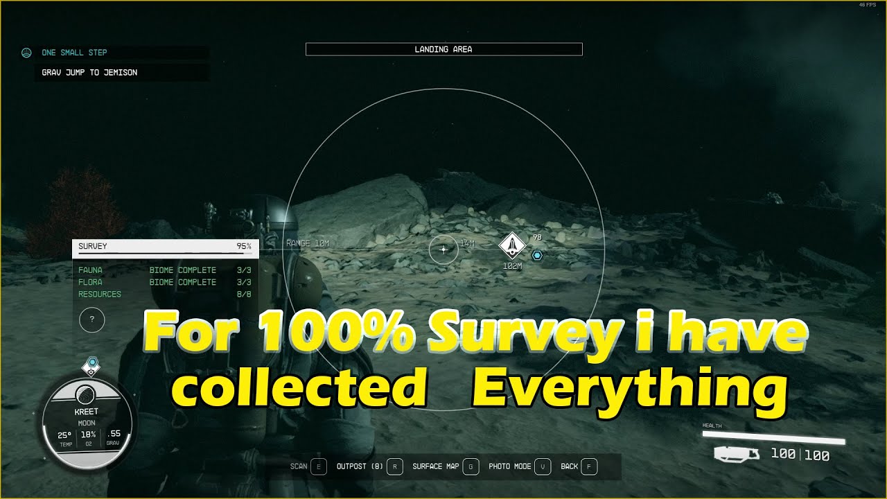 Starfield : How to get 100% Survey of Moon Kreet. || Check description ...