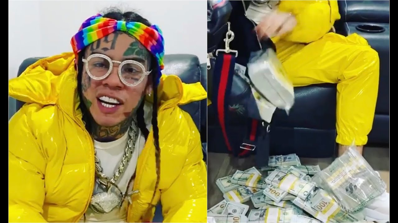 6ix9ine Shows $1M Cash He’s Made While On House Arrest Flexes Ankle ...