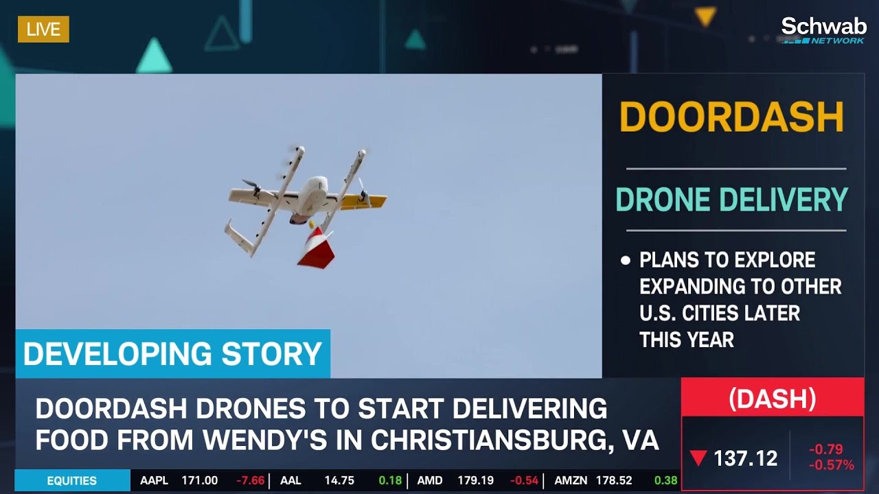 DoorDash (DASH) Tests Drone Delivery From Wendy's - YouTube