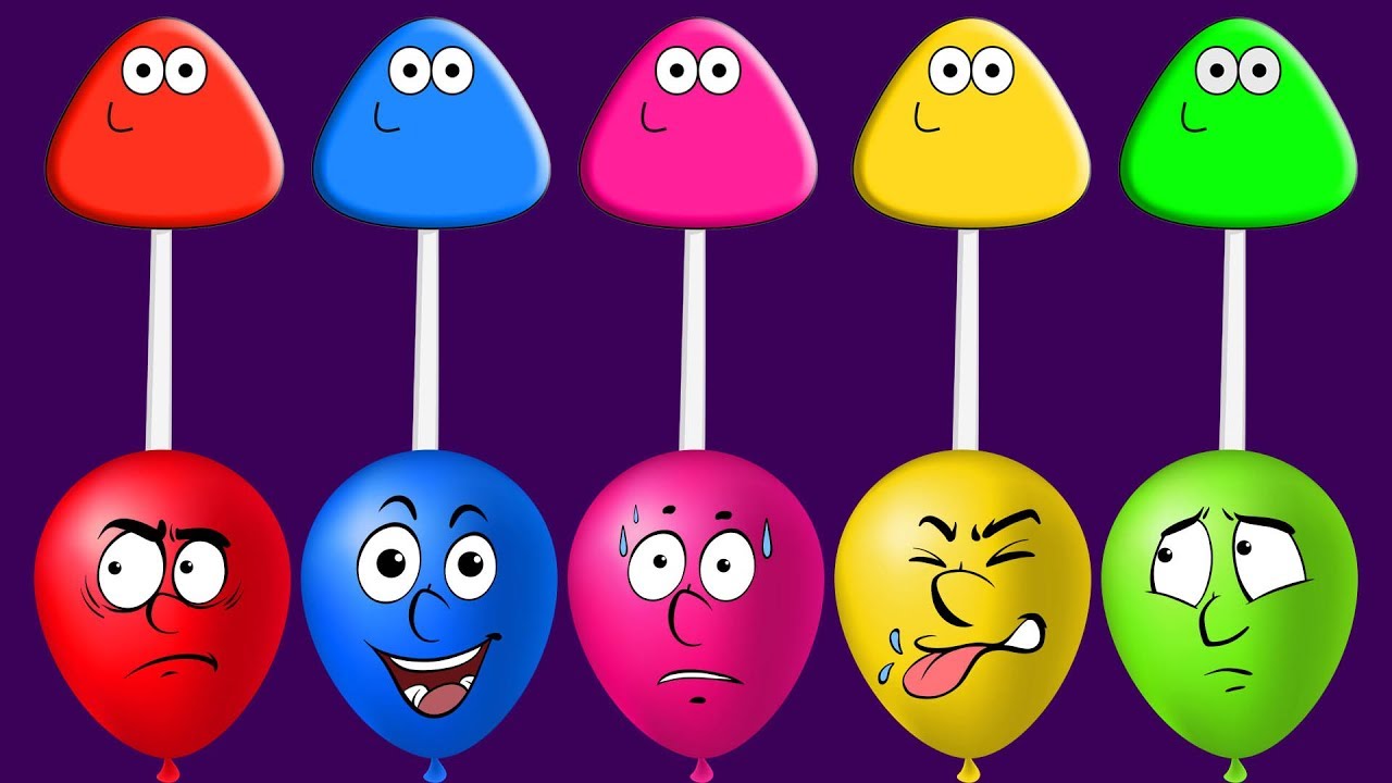 Learning Colors Balloons Blasting Pou Lollipops Finger Family Kids ...