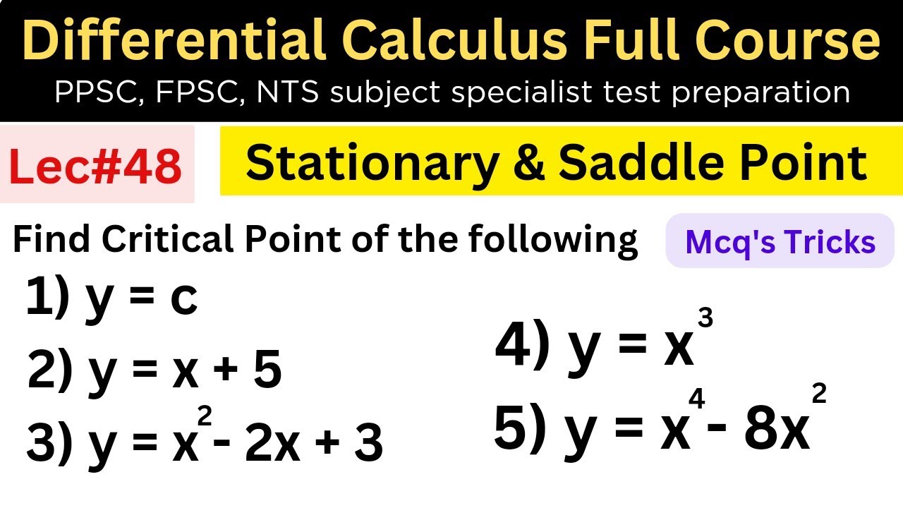 Stationary points Macq's tricks lec#48 #mathematics #ppsc #fpsc #nts# ...
