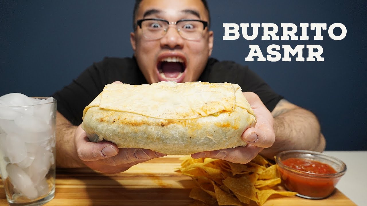 GIANT BURRITO ASMR EATING SOUNDS - YouTube
