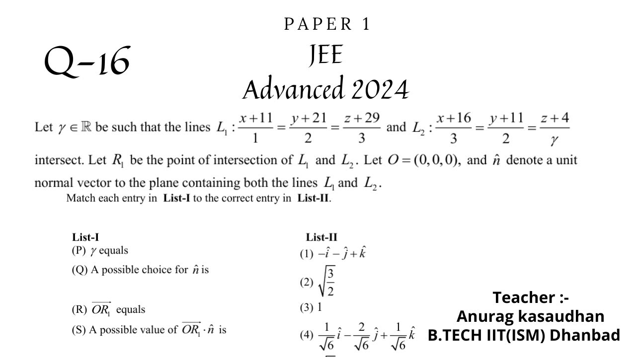 JEE Advanced 2024 Math Paper 1 (Q 16) solution | IIT JEE Maths | # ...