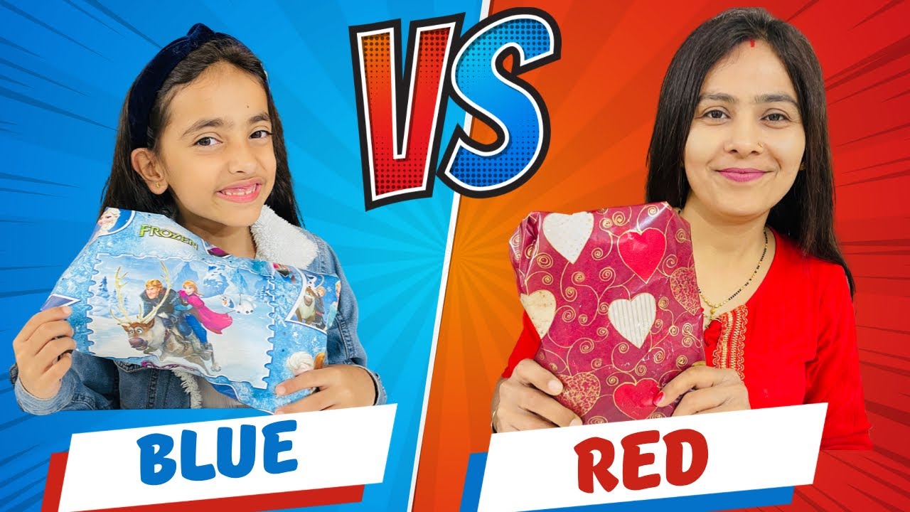 RED VS BLUE COLOR CHALLENGE ️💙| Buying Everything in 1 Color | Family ...