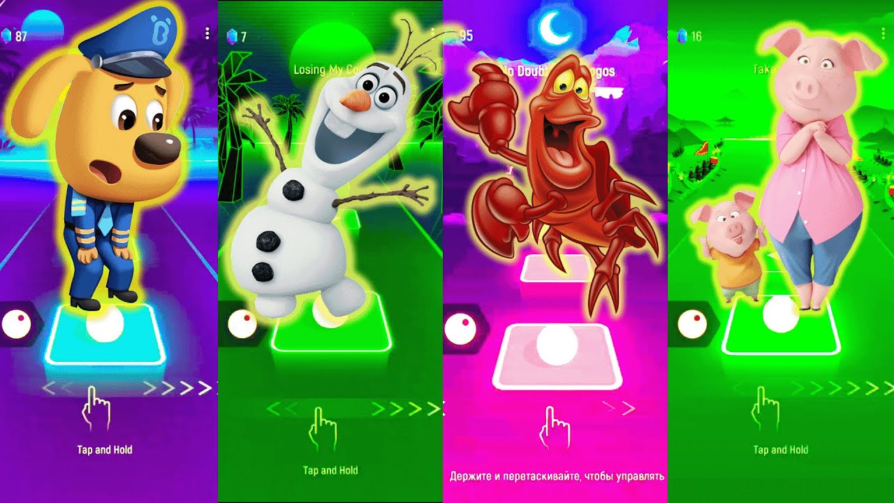 Safety Sheriff Labrador vs Olaf vs Sebastian vs Sing 2 Tiles Hop EDM ...
