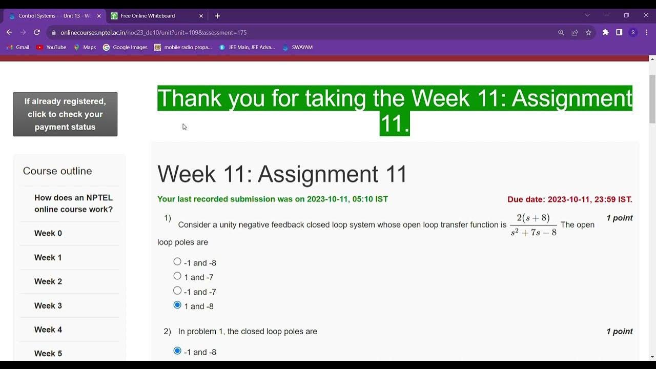 Control Systems Week11 Solution NPTEL #nptel #nptel_assignment #nptel2023 #control_system # ...