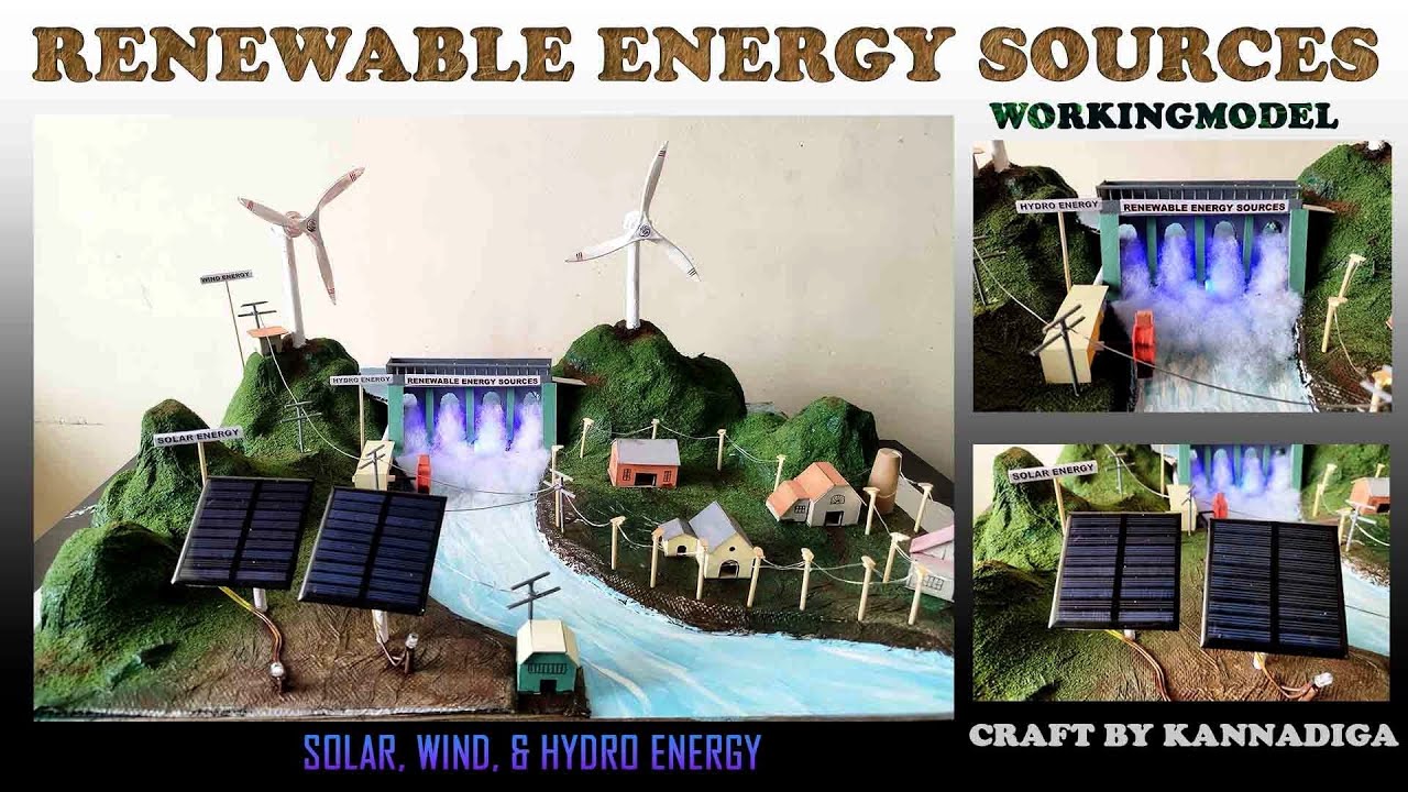 Renewable energy sources #workingmodel solar | wind | hydroelectricity ...