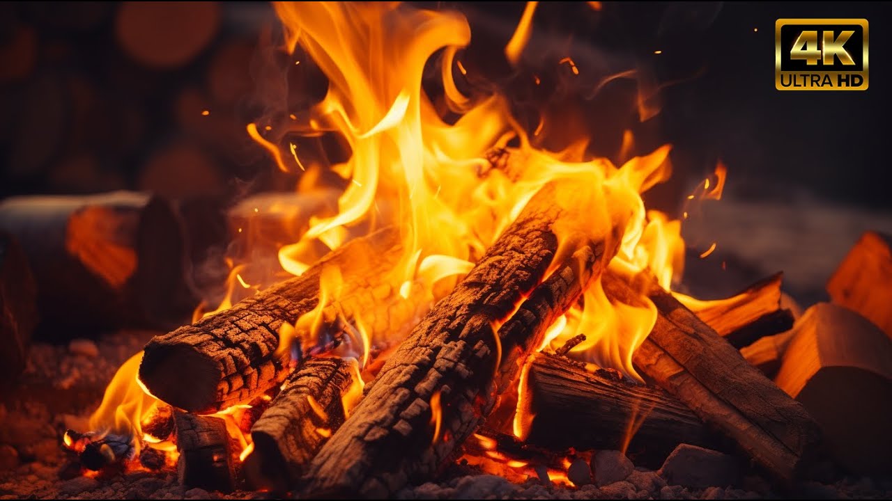 Relaxing Fireplace Ambience 🔥 Wonderful Fireplace Burning 4K UHD (3 ...
