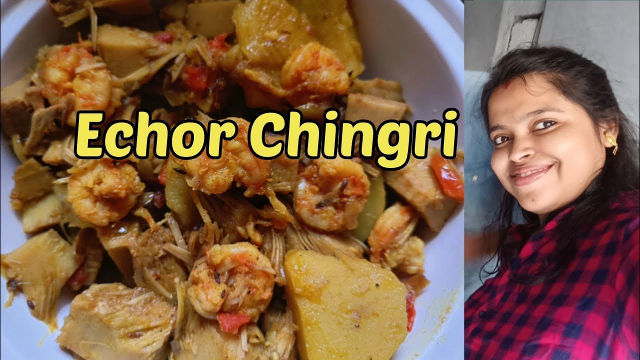 Echor Chingri recipe || Raw Jackfruit with shrimps || Prawns+Jackfruit ...
