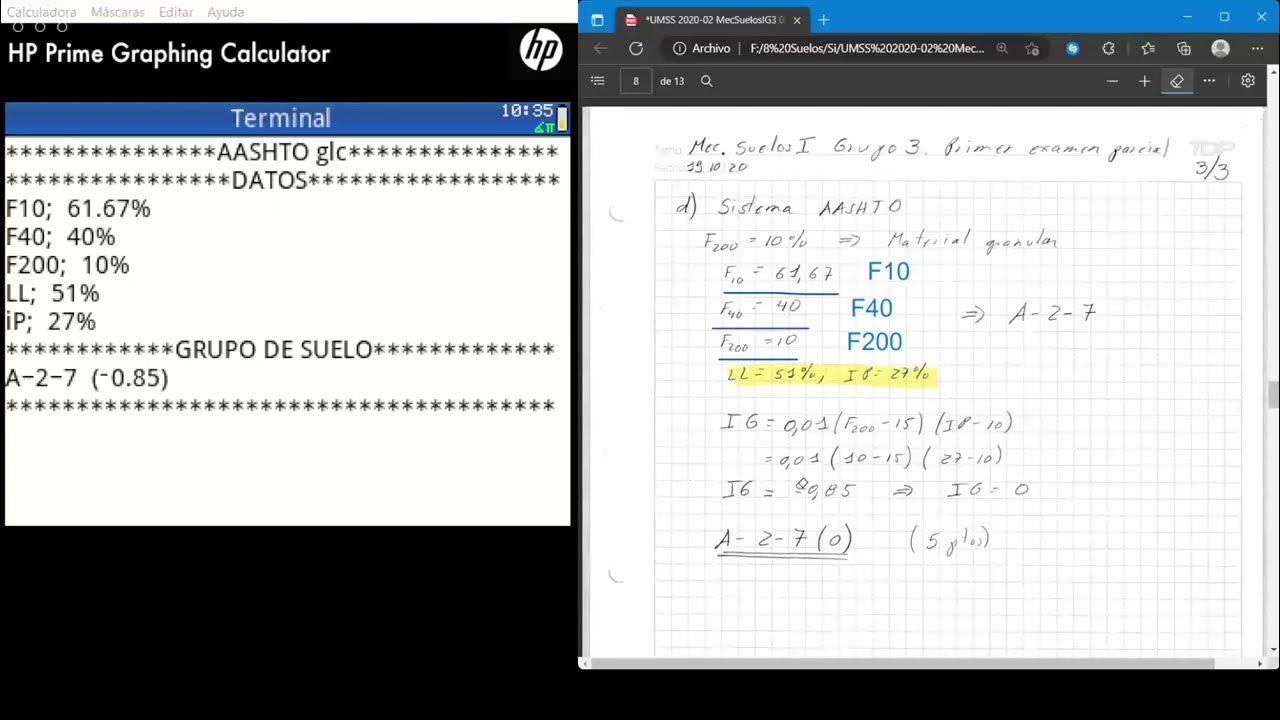 Clasificación de suelos AASTHO en HP PRIME - YouTube