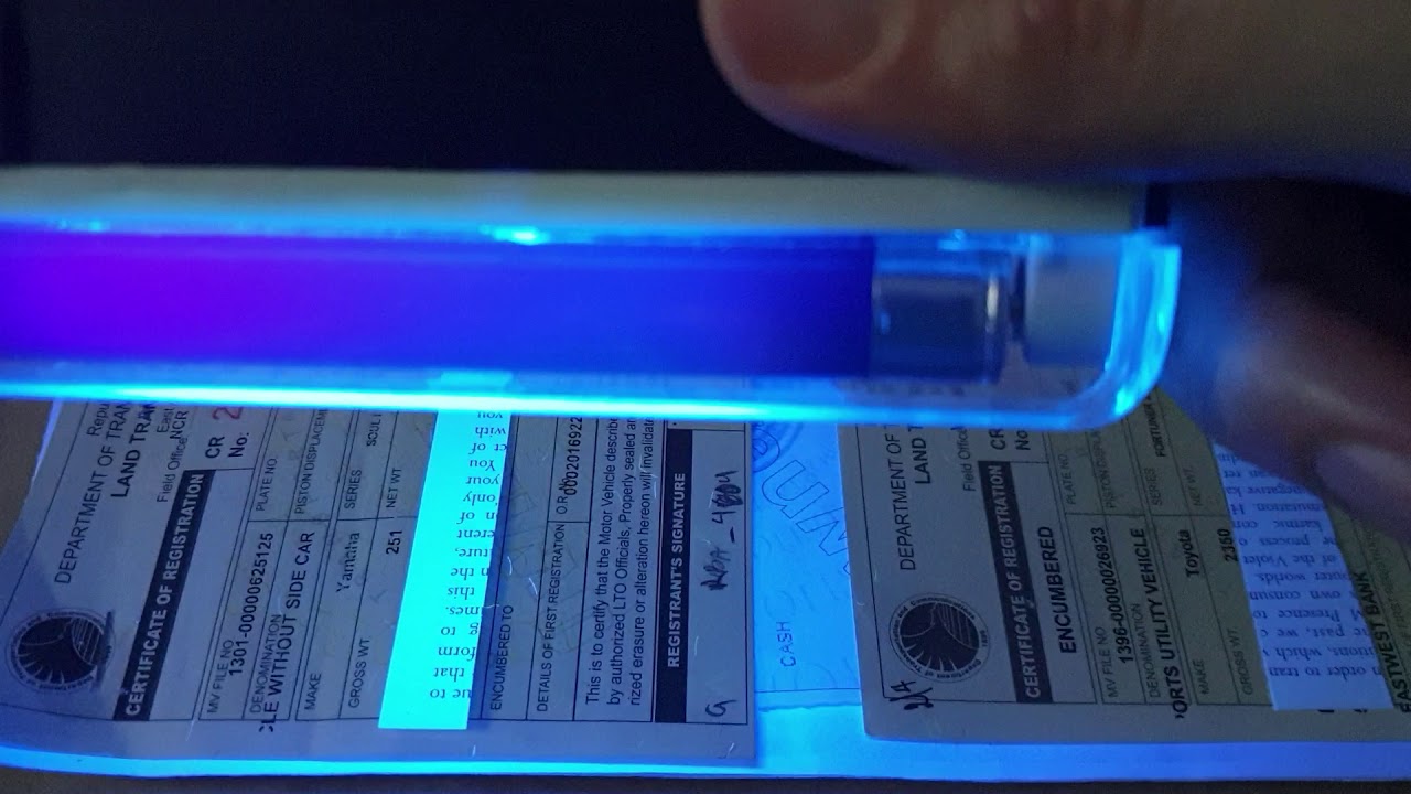 Verify LTO CR under black light - YouTube