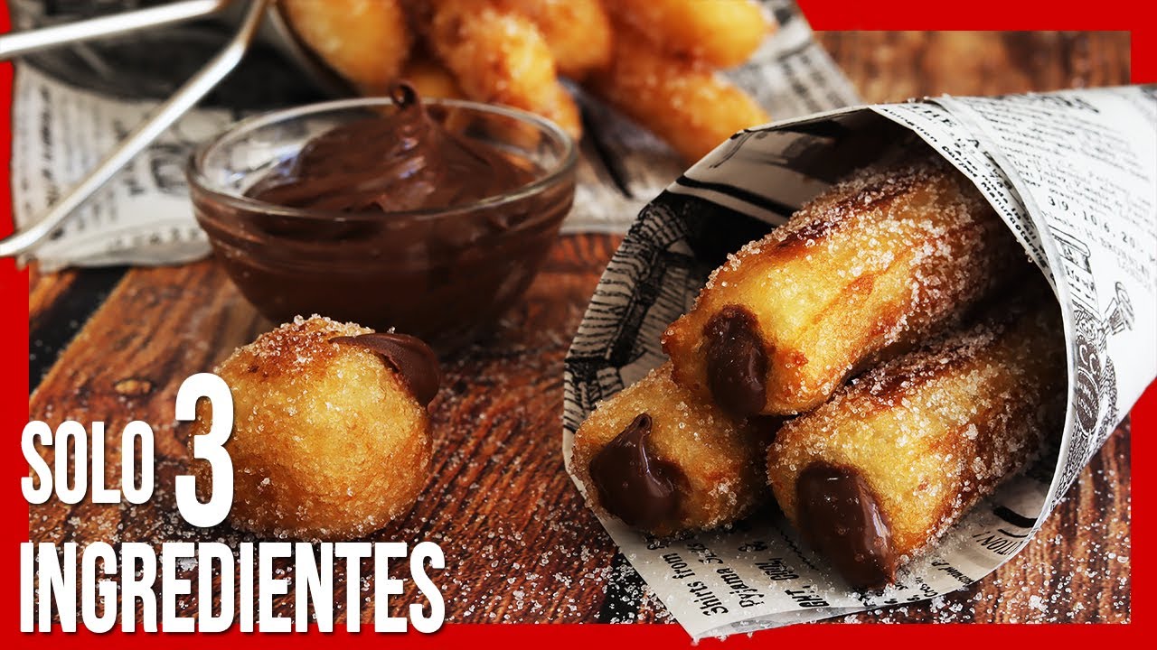 😋La Receta de CHURROS más FÁCIL Con SOLO 3 Ingredientes y Rellenos de ...