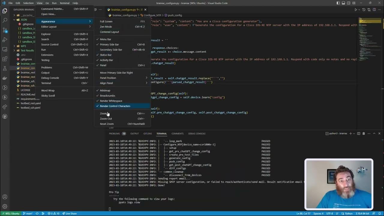 Working chatGPT automated Cisco configuration with pyATS - YouTube