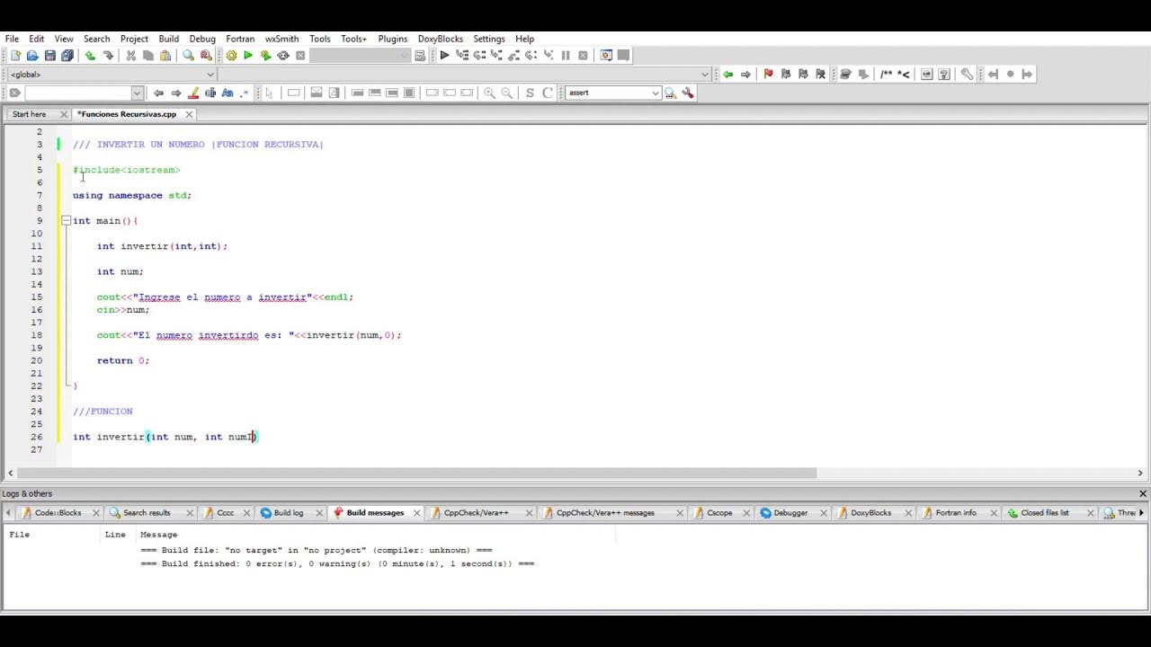 Invertir un número |Función Recursiva| C++ - YouTube