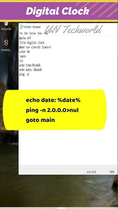 #digitalclock #shorts #youtubeshorts #cmd #how to create digital clock in Notepad - YouTube
