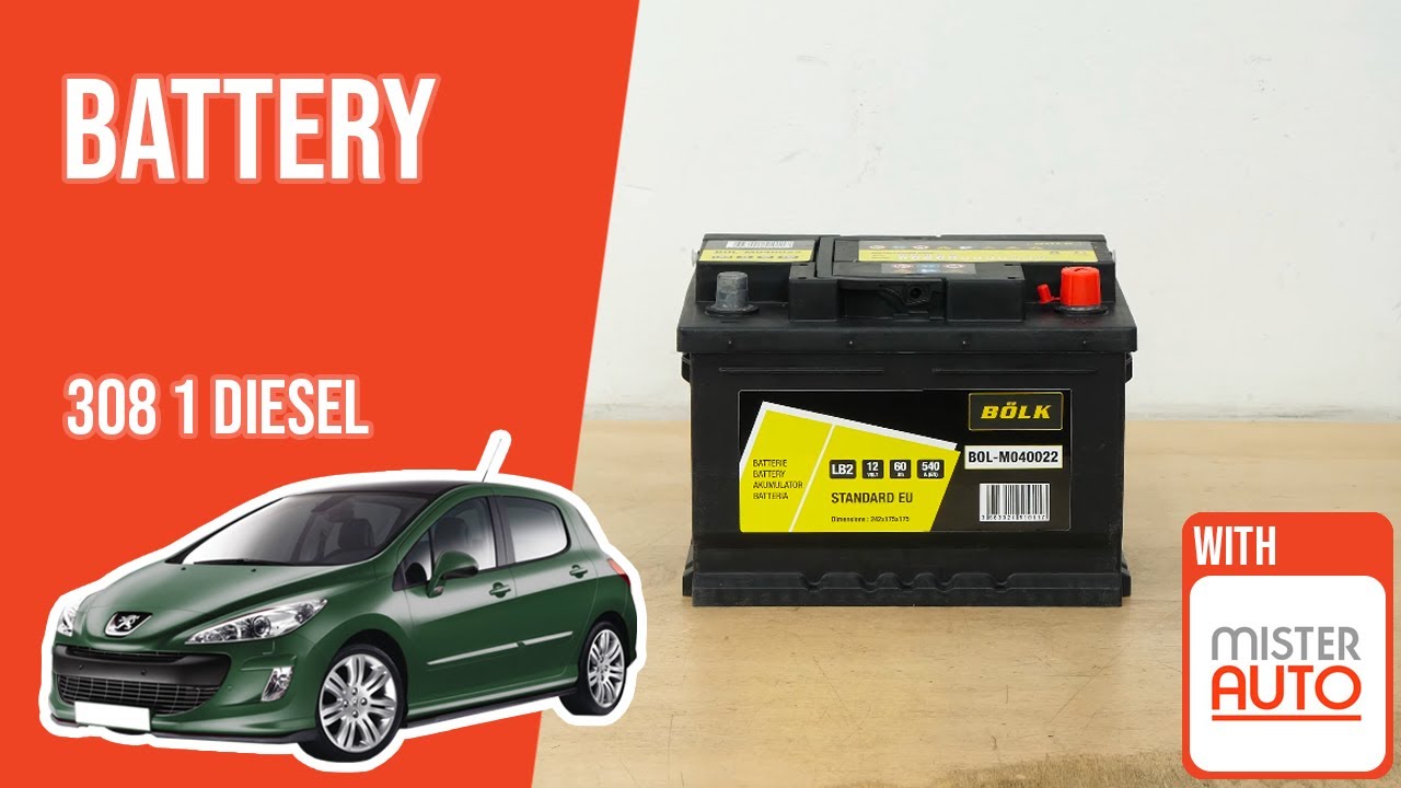 How to replace the car battery Peugeot 308 mk1 1.6 HDI 🔋 - YouTube