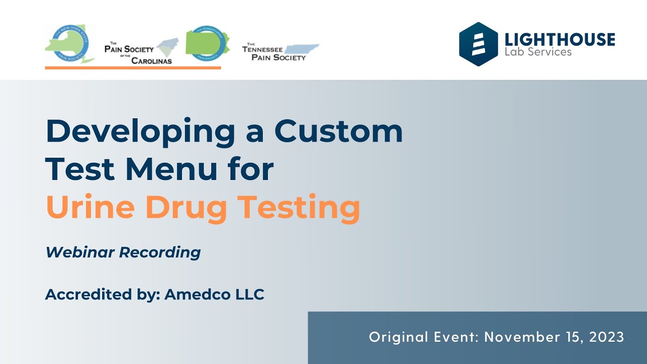 Developing a Custom Test Menu for Urine Drug Testing - YouTube