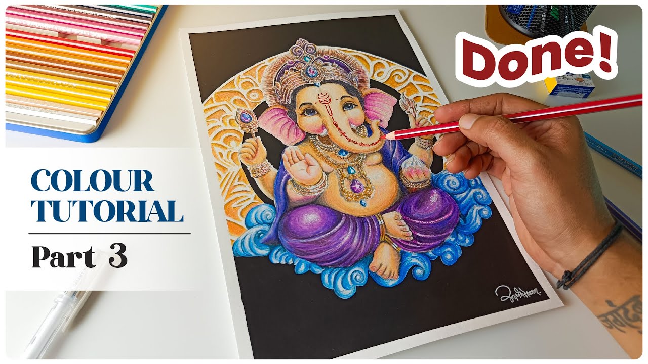 Shree Ganesha Drawing | Colour Tutorial | Part 3 - YouTube