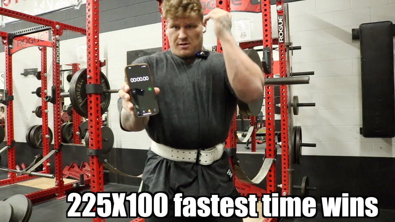 Squatting 225 pounds for 100 reps WORLD RECORD TIME - YouTube