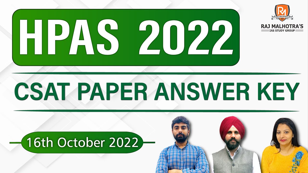HPAS 2022 | CSAT Paper Answer Key | - YouTube