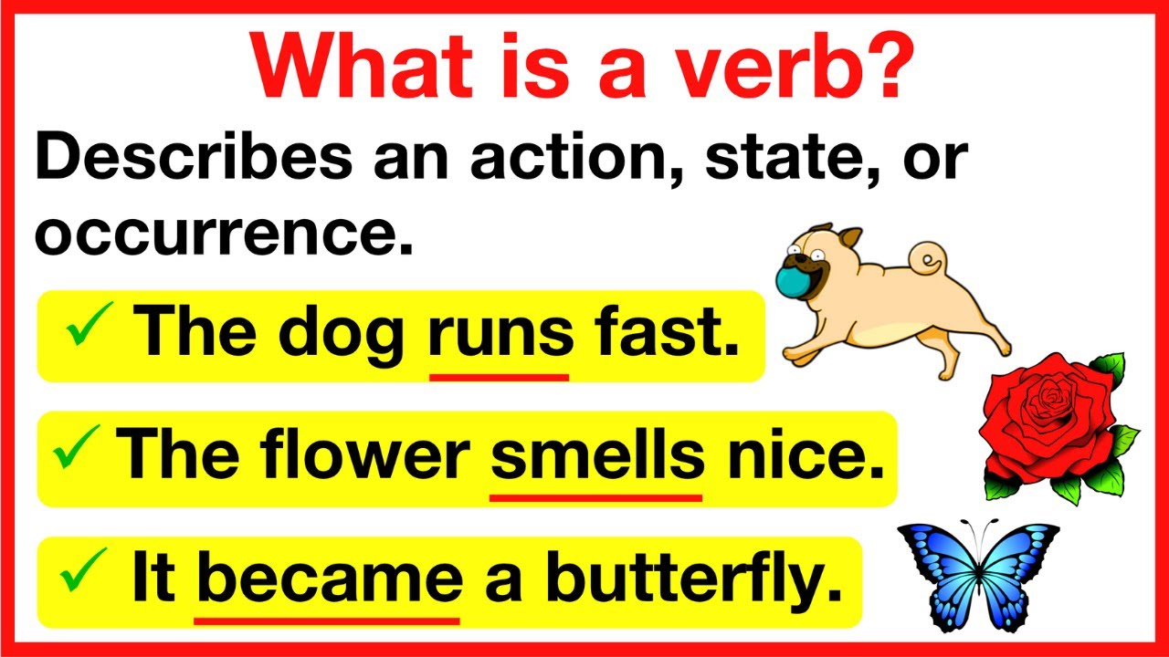 VERBS 🤔 | What is a verb? | Learn with examples | Parts of speech 3 ...