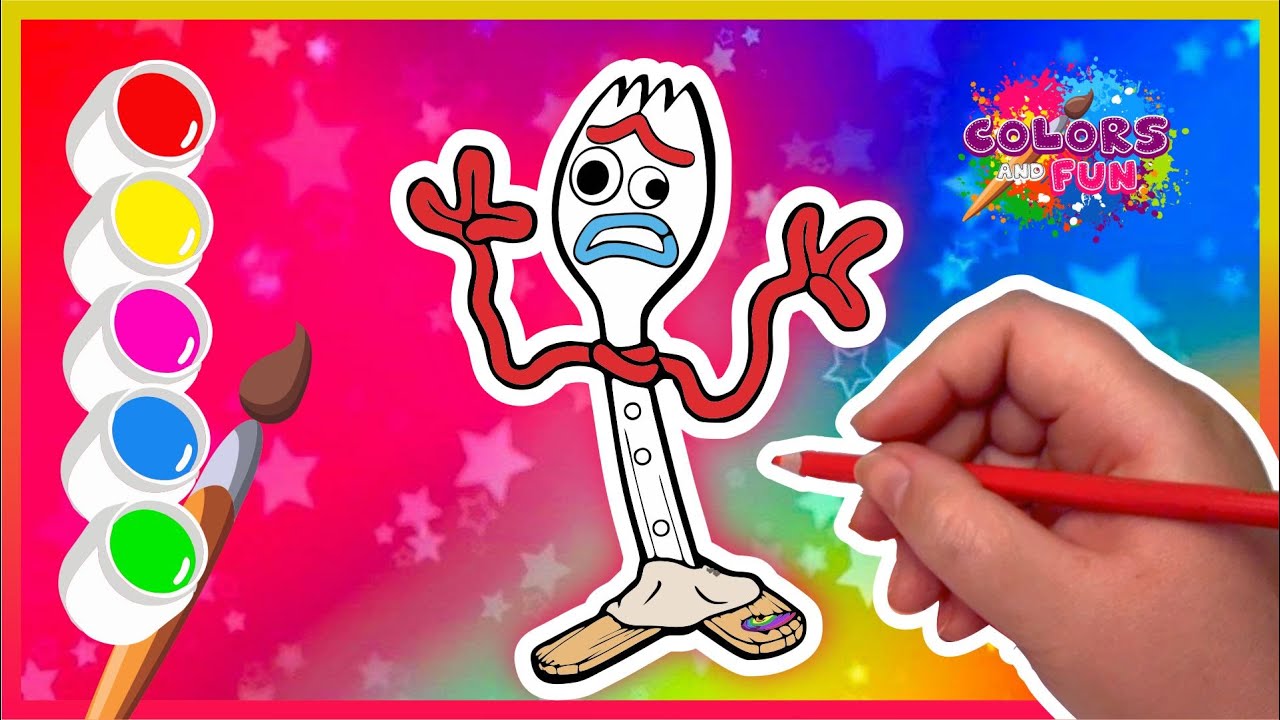 Forky from Toy Story How to draw and paint? - Colors and Fun #183 - YouTube