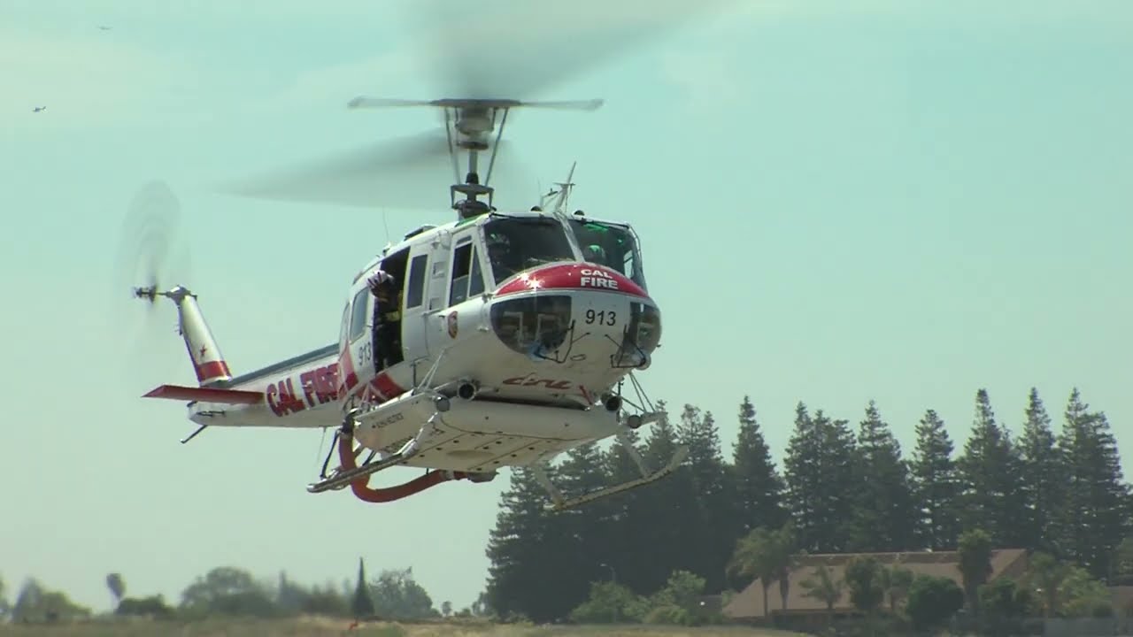 CAL FIRE Huey 913 Landing KHWD - YouTube