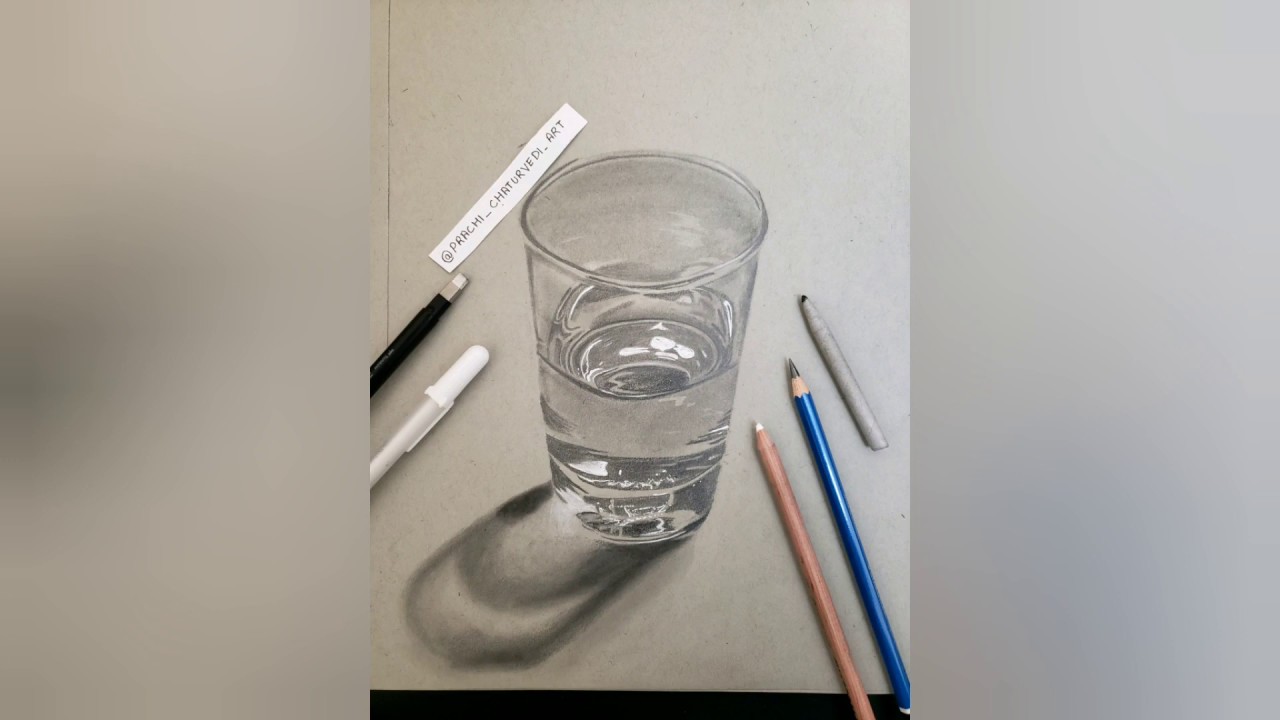 How to draw realistic glass /3-D glass drawing /Real time video - YouTube