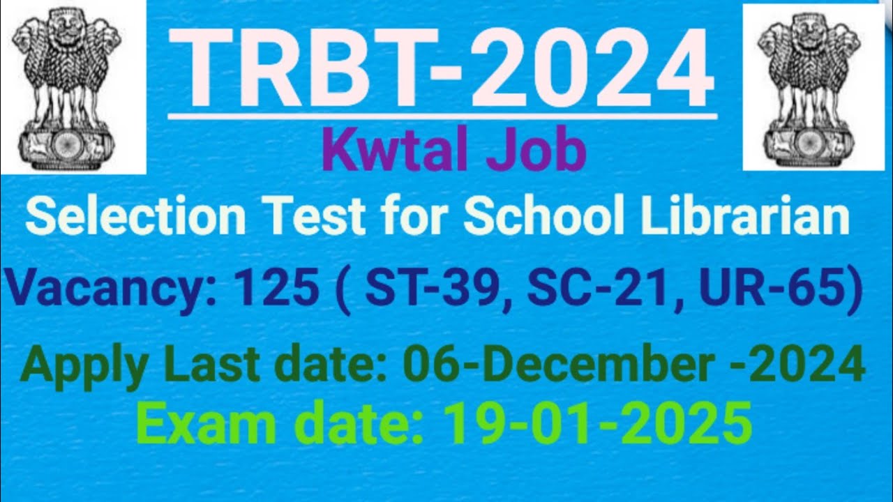 Kwtal(New) Job Notification // TRBT-2024 - YouTube