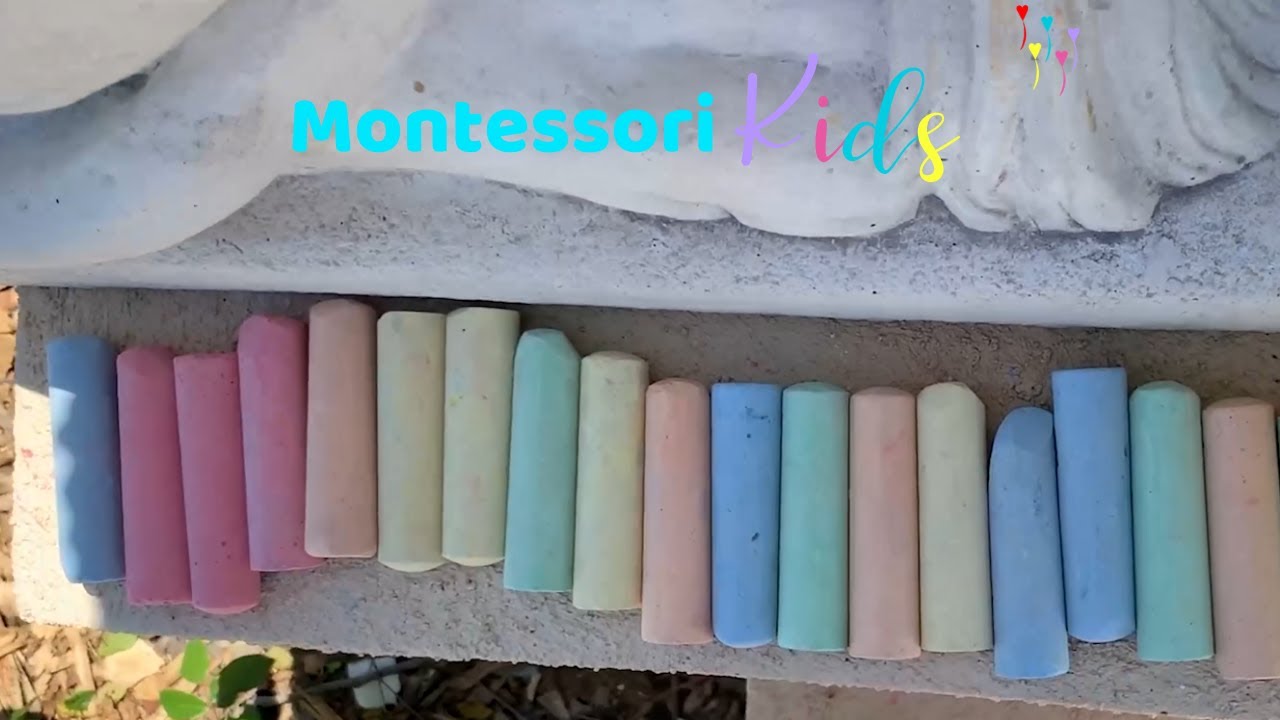 DIY Montessori Kids | Play Schemas | Learn Colors | Colored Chalk Line ...