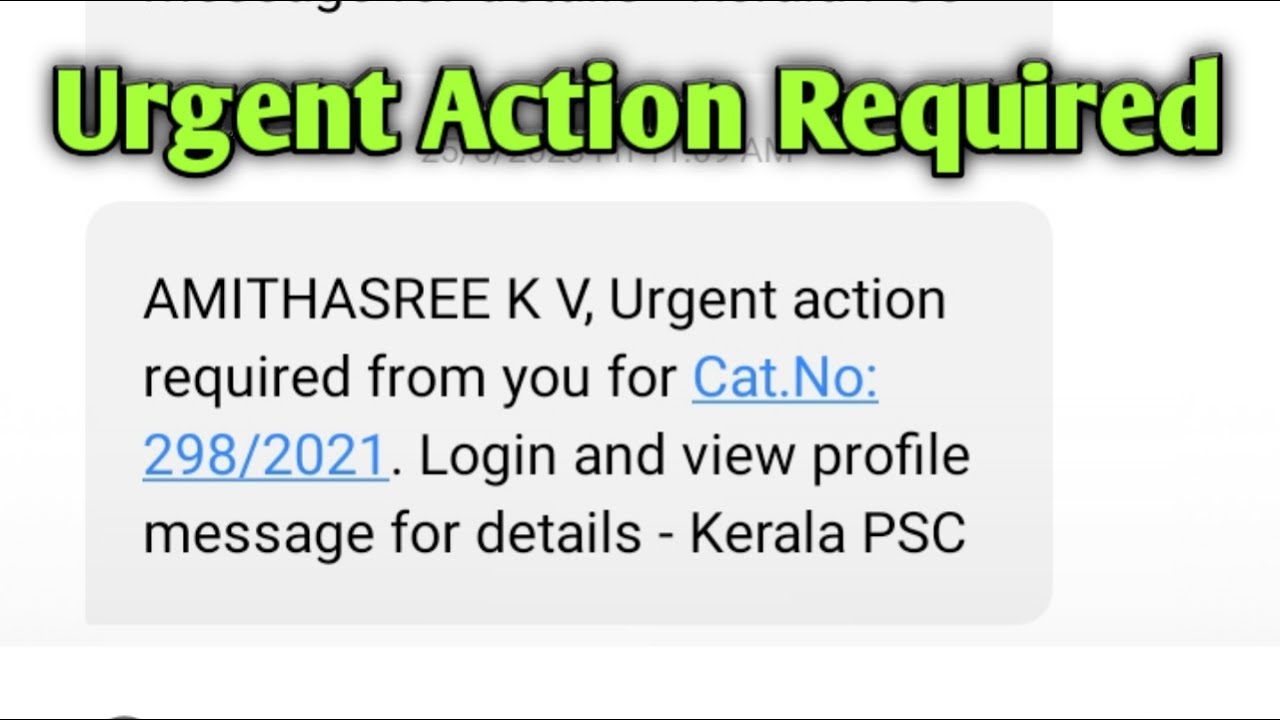 Urgent Action Required, Profile message - YouTube