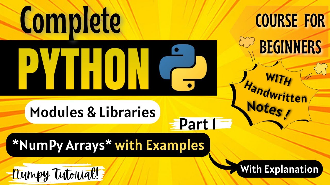 *Numpy Arrays in Python With Examples* | Python Full course for Beginners - YouTube