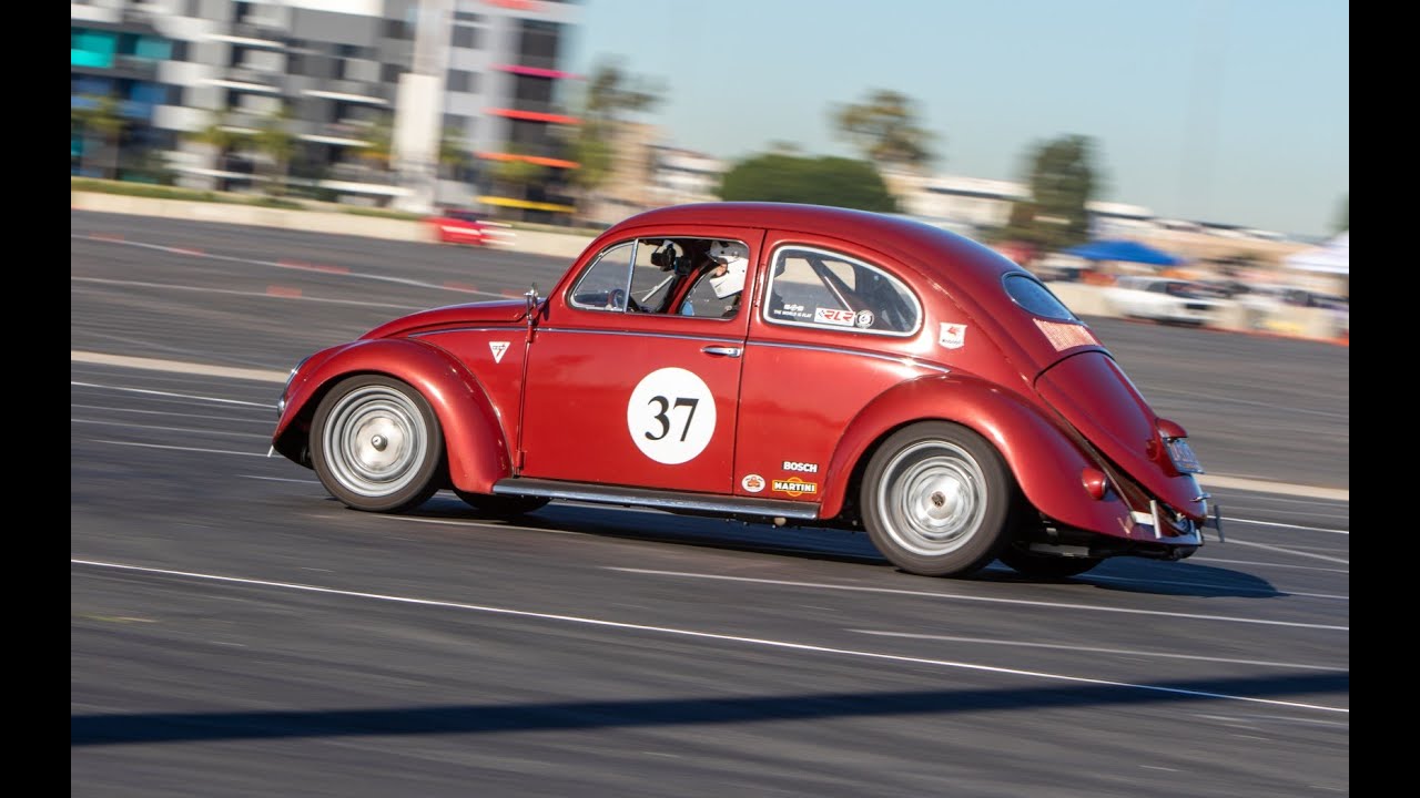 Second time autocrossing my '55 beetle- track-side view - YouTube