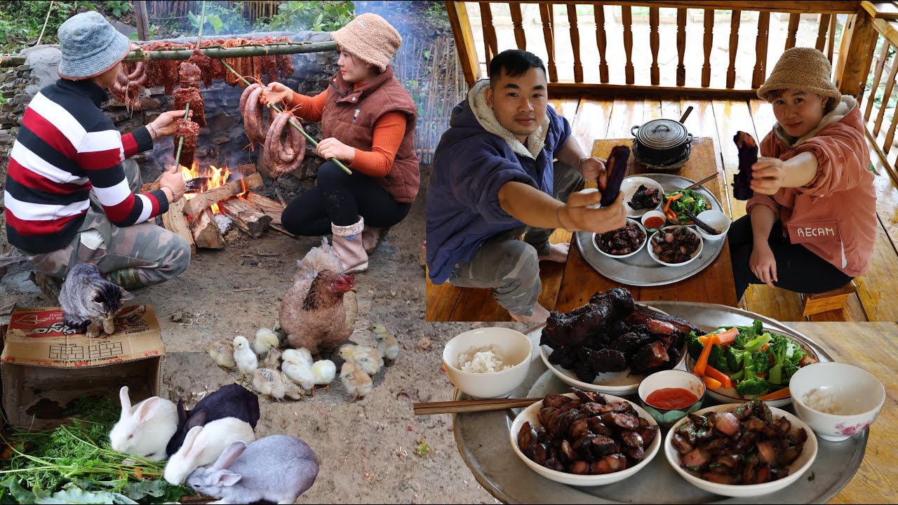 Raising chickens, Rabbits, Cooking delicious dishes from smoked meat ...