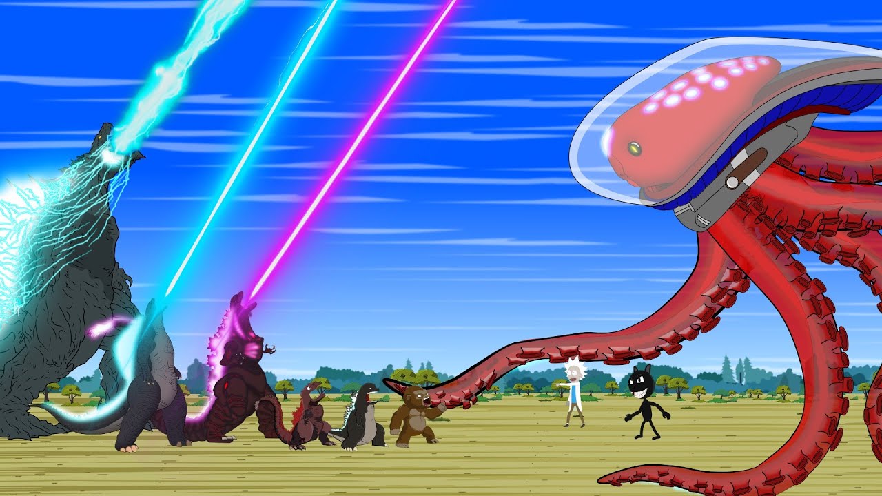 Team Godzilla Vs Evolution Of Biggest Giant Space Octopus Squid Who Will Win Godzilla