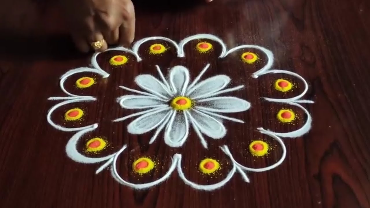 Day 7 navaratri special rangoli only (3) Dot's.... - YouTube