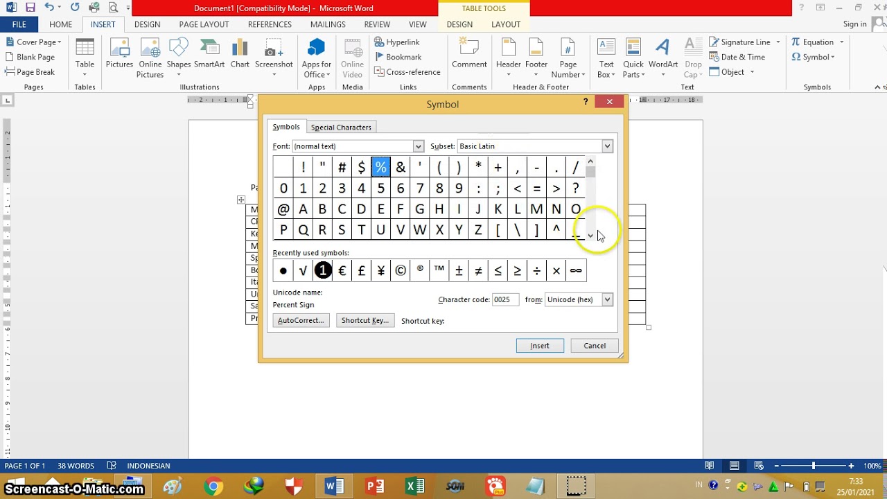 Pertemuan 3 Insert Symbol dan tabel Matching - YouTube