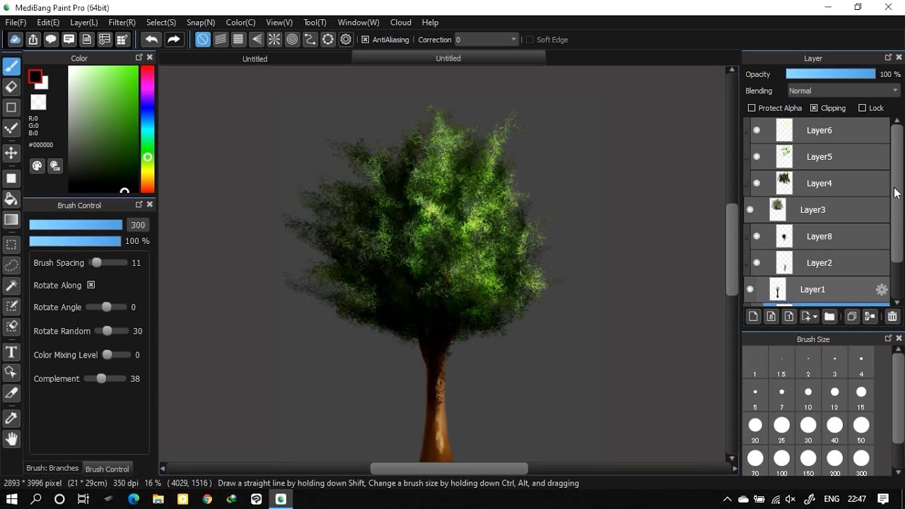Branch Custom Brush | Watercolor | Medibang Paint - YouTube