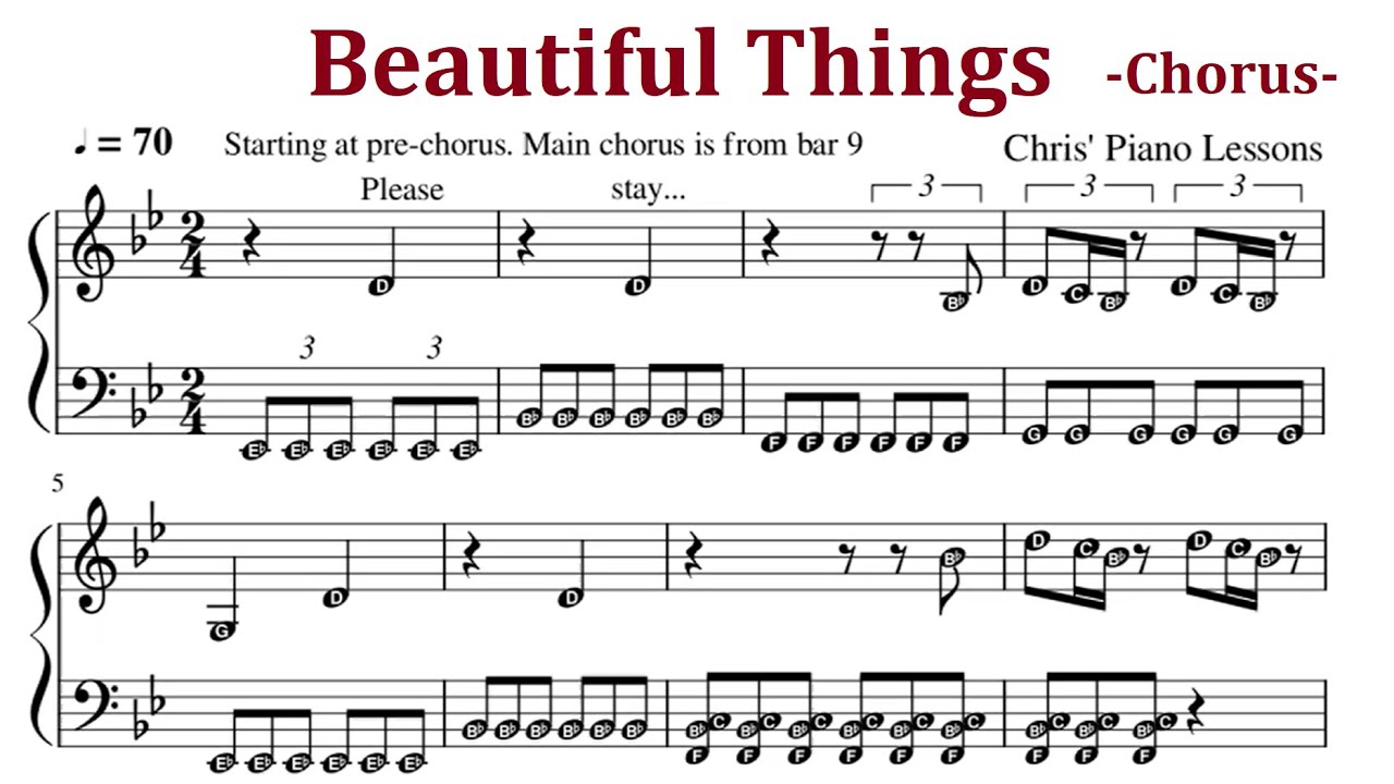 Beautiful Things Piano Beautiful Things By Benson Boone Sheet Music